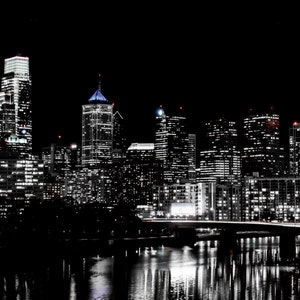Philadelphia Skyline Black, White, Blue, Red - Philadelphia Photography ...