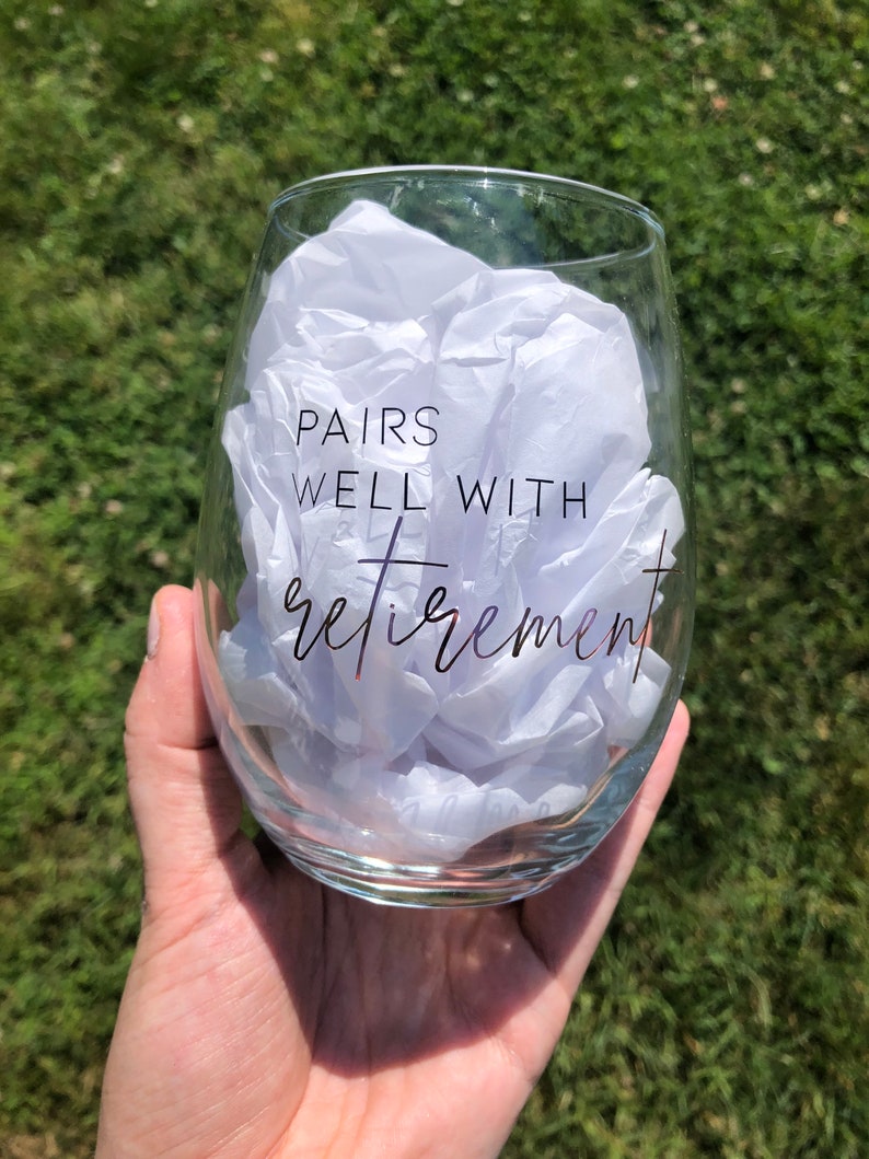 Retirement Wine Glass Set Retired Retirement Farewell T Etsy