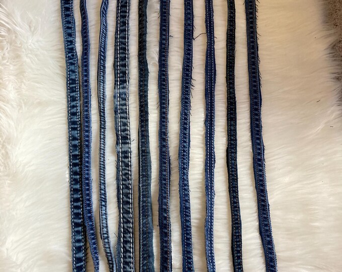 10 Count Salvaged Denim Blue Jean Seams, Repurposing Upcycling, Craft ...