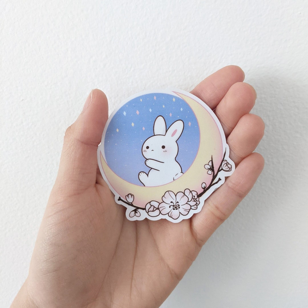 Moon Rabbit Die Cut Sticker - Etsy