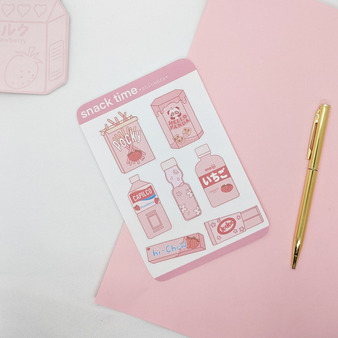 Snack Time Sticker Sheet | Kawaii | Pastel Aesthetic | Kiss Cut ...