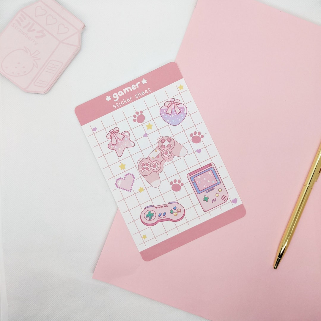 Gamer Sticker Sheet Bujo Stickers Kawaii Pastel Aesthetic - Etsy