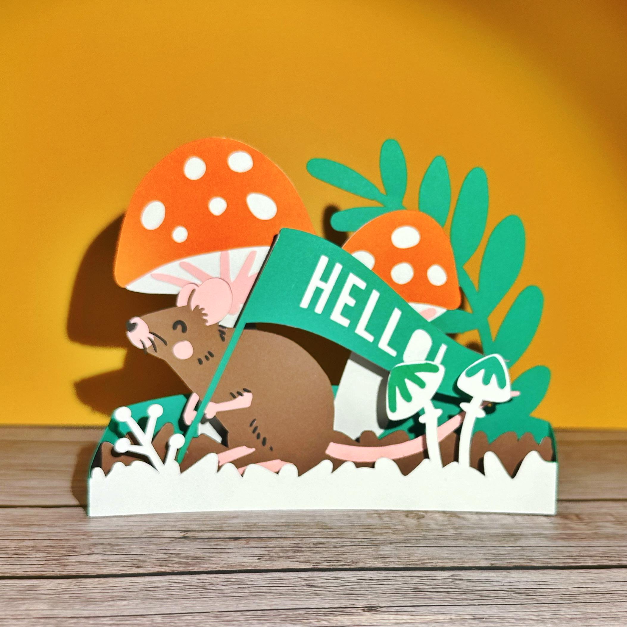 Mouse and Mushroom Pop up Card Assorted Phrases - Etsy