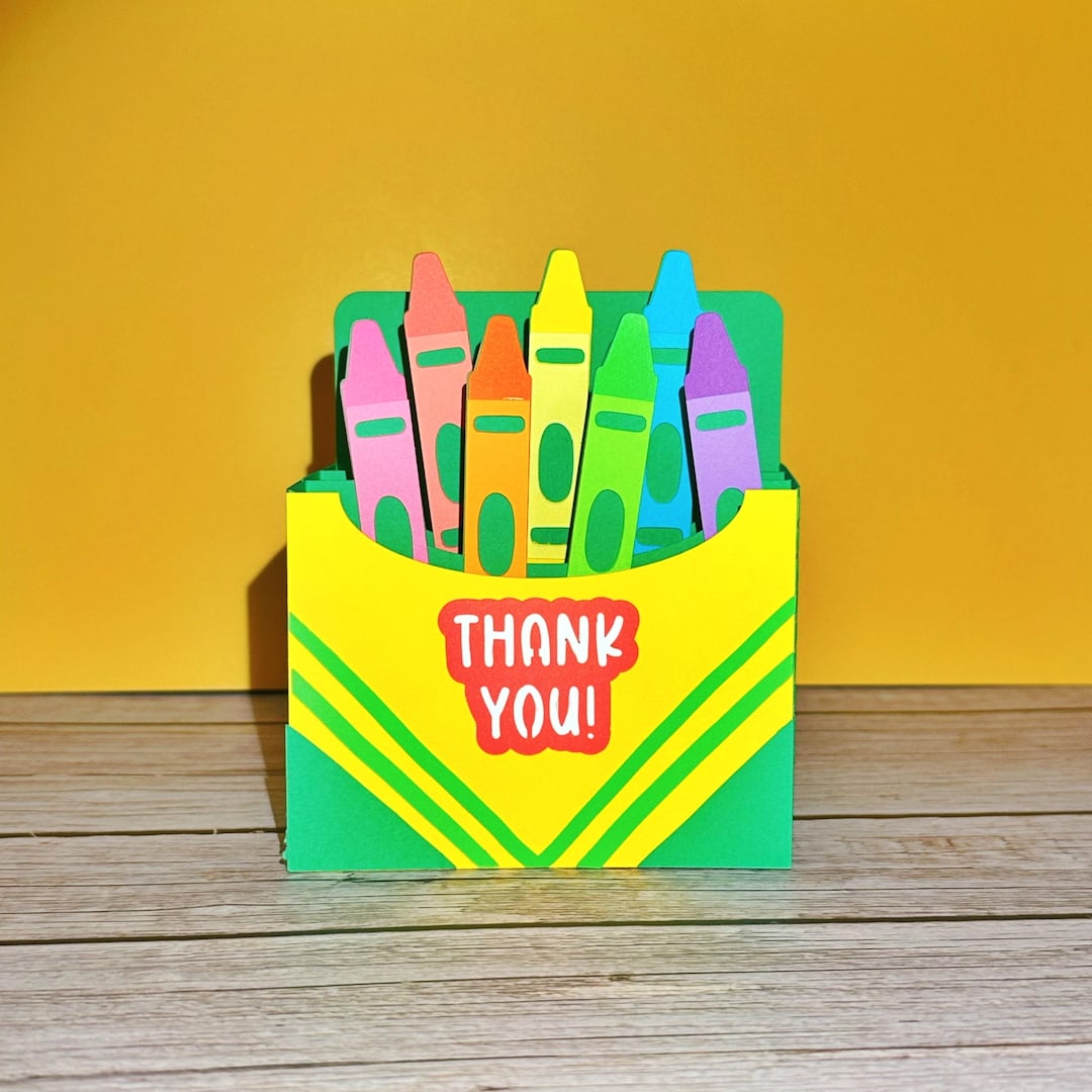 Crayon Teacher Thank You Pop up Card - Etsy