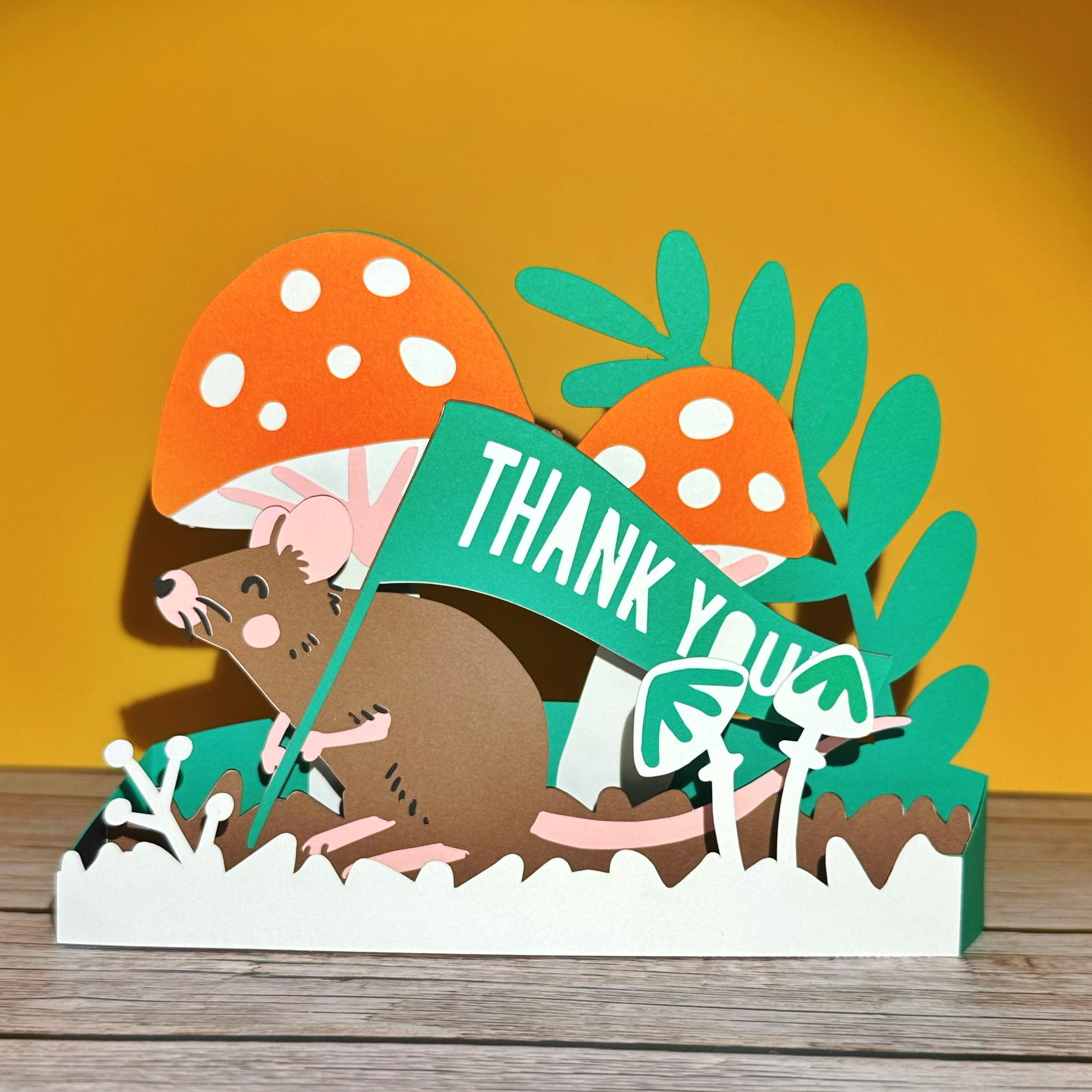 Mouse and Mushroom Pop up Card Assorted Phrases - Etsy