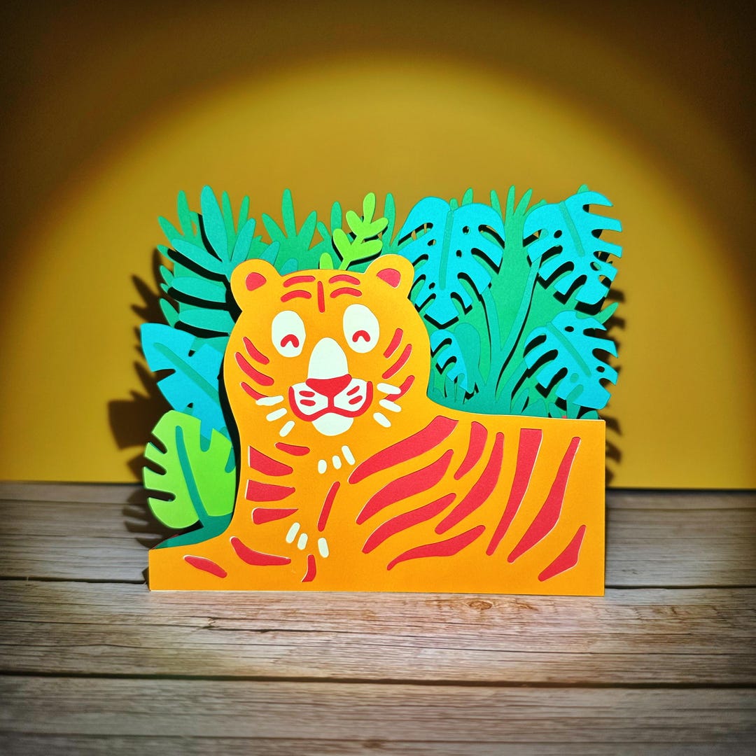 Tiger Greeting Pop up Card - Etsy