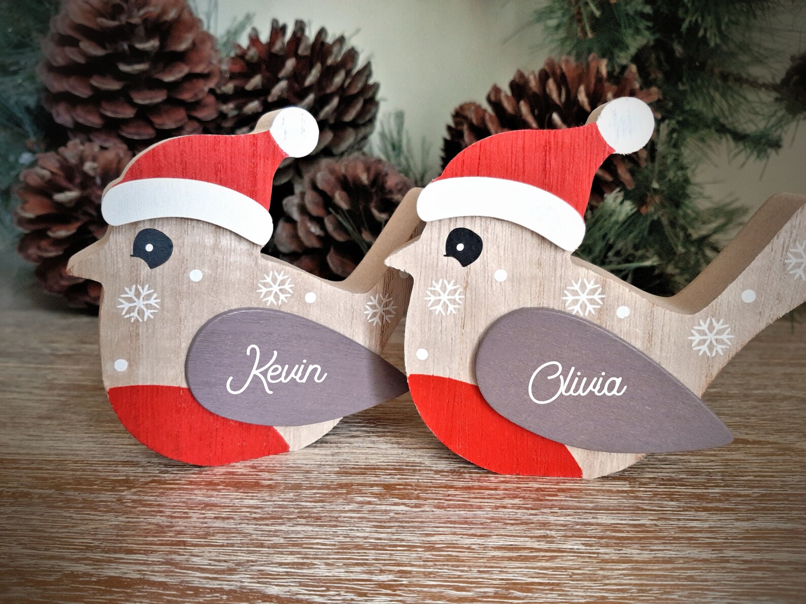 Cute Standing Wooden Robins With Personalised Family Names - Etsy