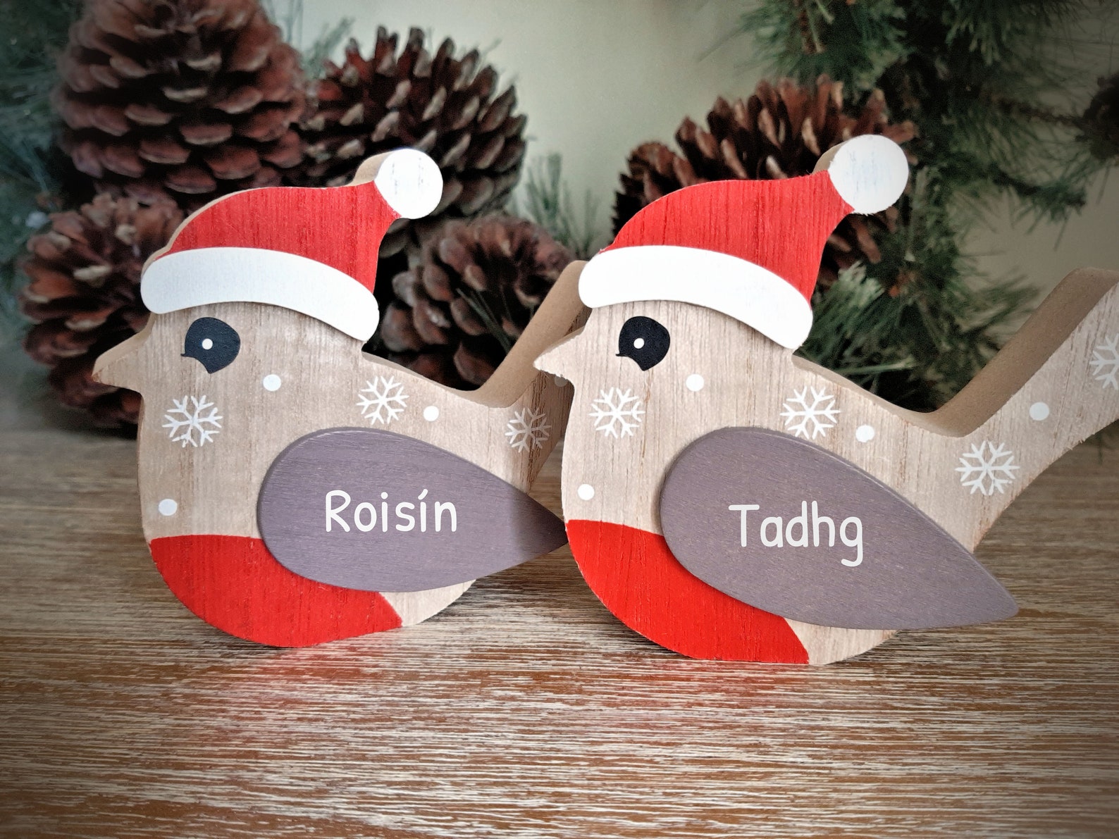 Cute Standing Wooden Robins With Personalised Family Names - Etsy