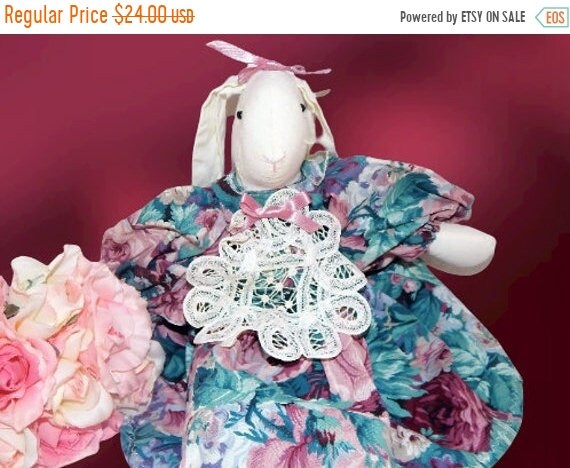Bunny Shelf Sitter White Rabbit Floral and Lace Handcrafted - Etsy