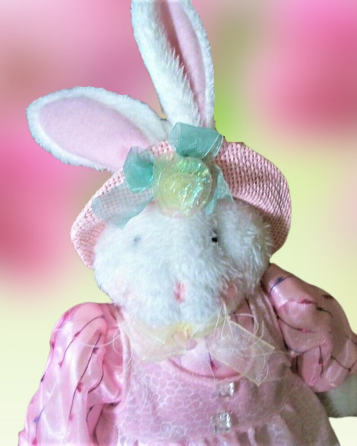 White Rabbit Stuffed Plush Animal Pink Dress and Hat 26 | Etsy