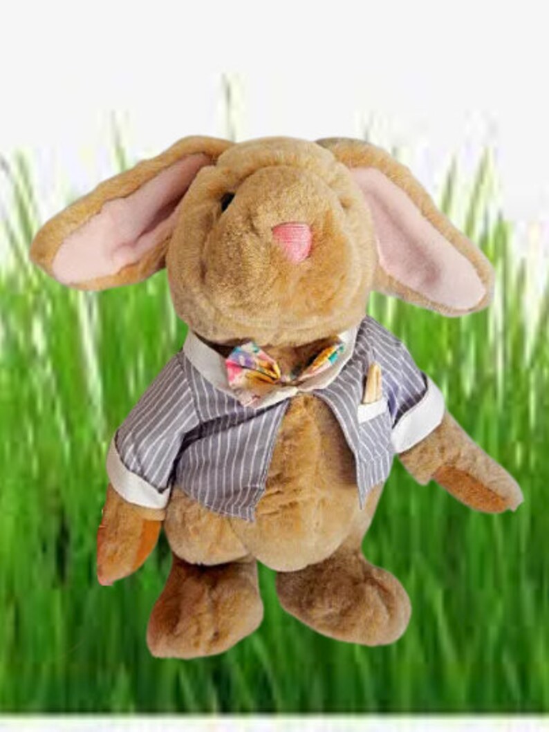 Rabbit Stuffed Animal 11 Jointed Boy Bunny Beige Plush - Etsy