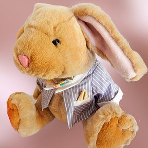 Rabbit Stuffed Animal 11 Jointed Boy Bunny Beige Plush - Etsy