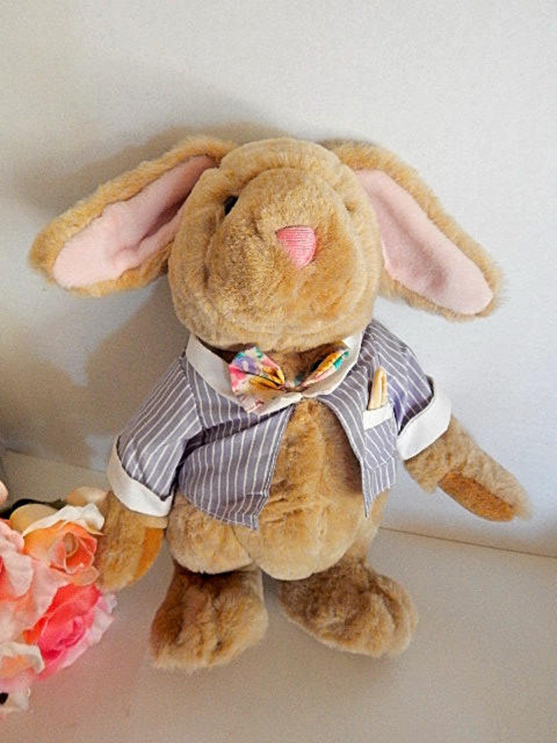 Rabbit Stuffed Animal 11 Jointed Boy Bunny Smooth Beige | Etsy