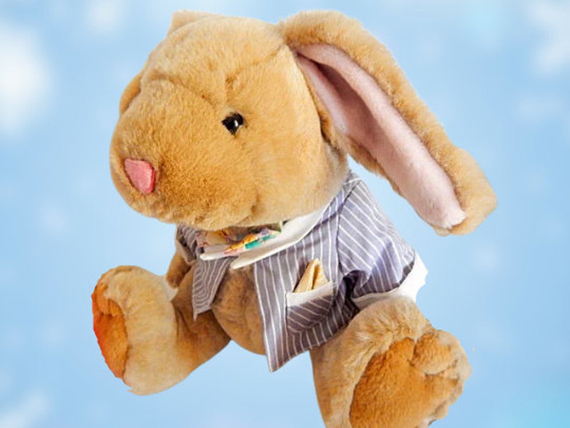 Rabbit Stuffed Animal 11 Jointed Boy Bunny Beige Plush - Etsy
