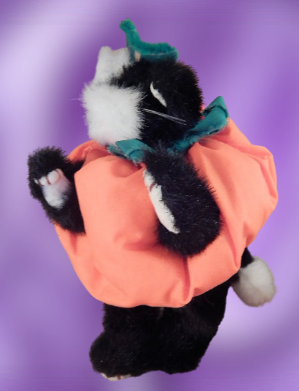 Pumpkin Cat Black and White Stuffed Plush Animal Whimsical - Etsy