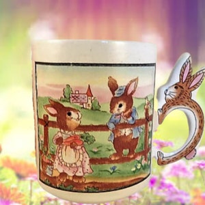 Mug Brown Bunny Rabbit Couple Beverage Coffee Tea Serving Cup Spring ...