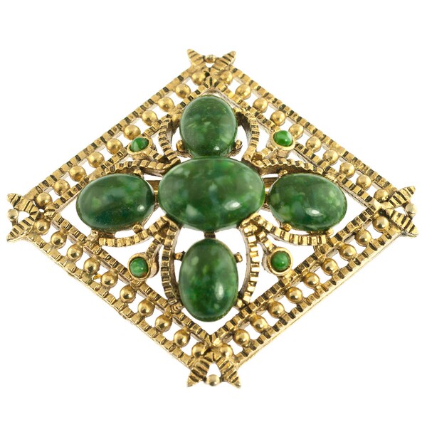 Green Stone Brooch - Etsy