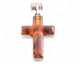 Amber Cross Pendant - Etsy