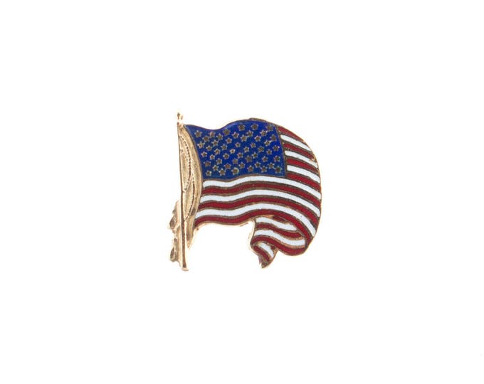 14KY Enamel American Flag Pin - Etsy