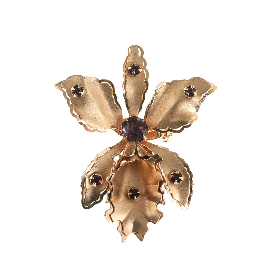 Rose Gold Plated Flower Brooch - Etsy