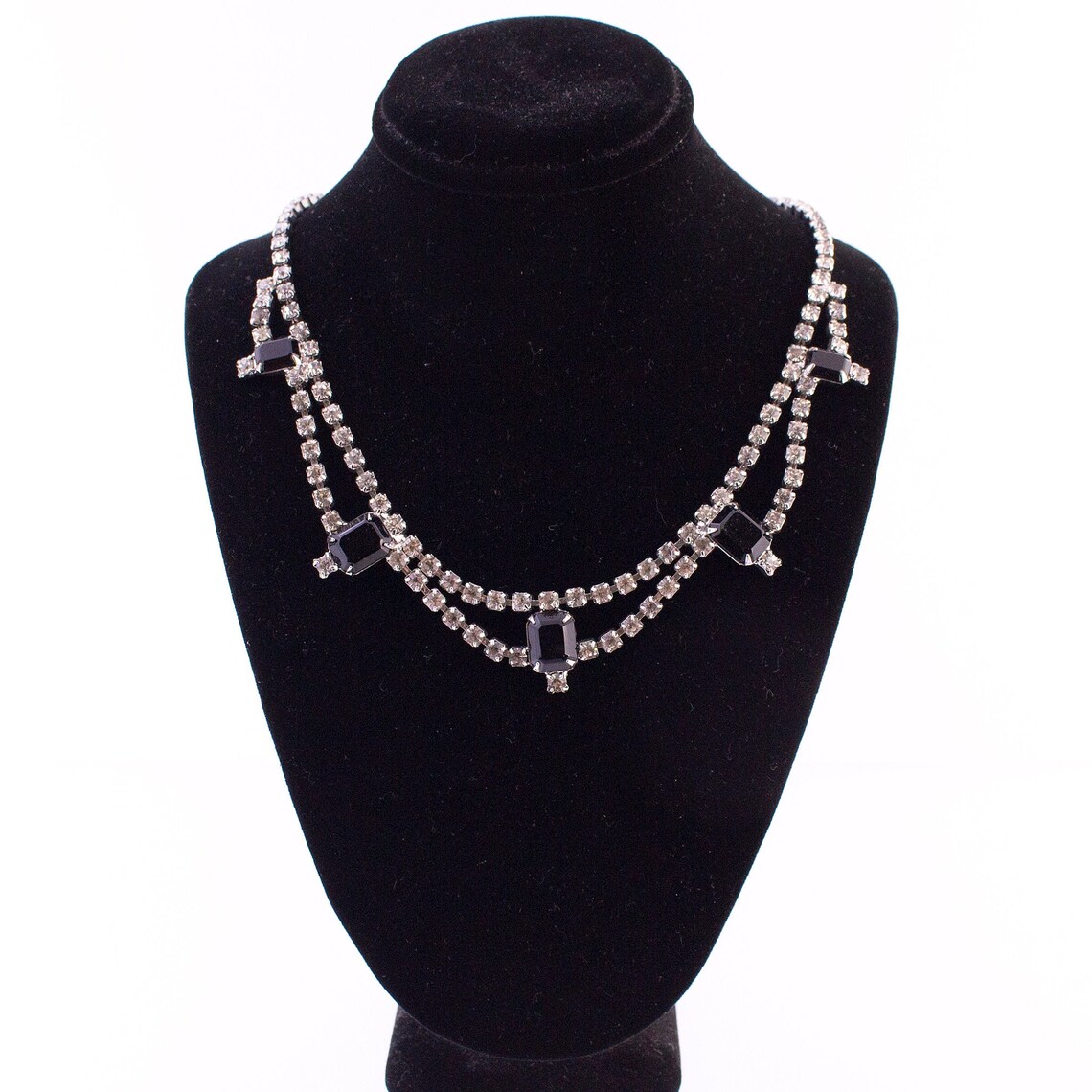 Black and Silver Rhinestone Necklace - Etsy