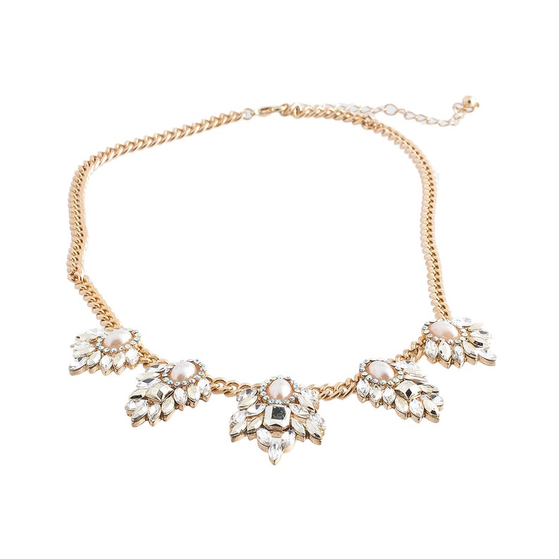 Gold Plated Rhinestone Cluster Drop Necklace - Etsy