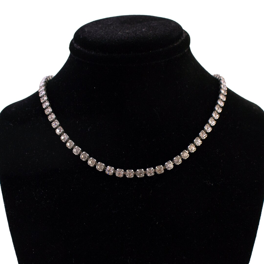 Rhinestone Line Collar Necklace - Etsy