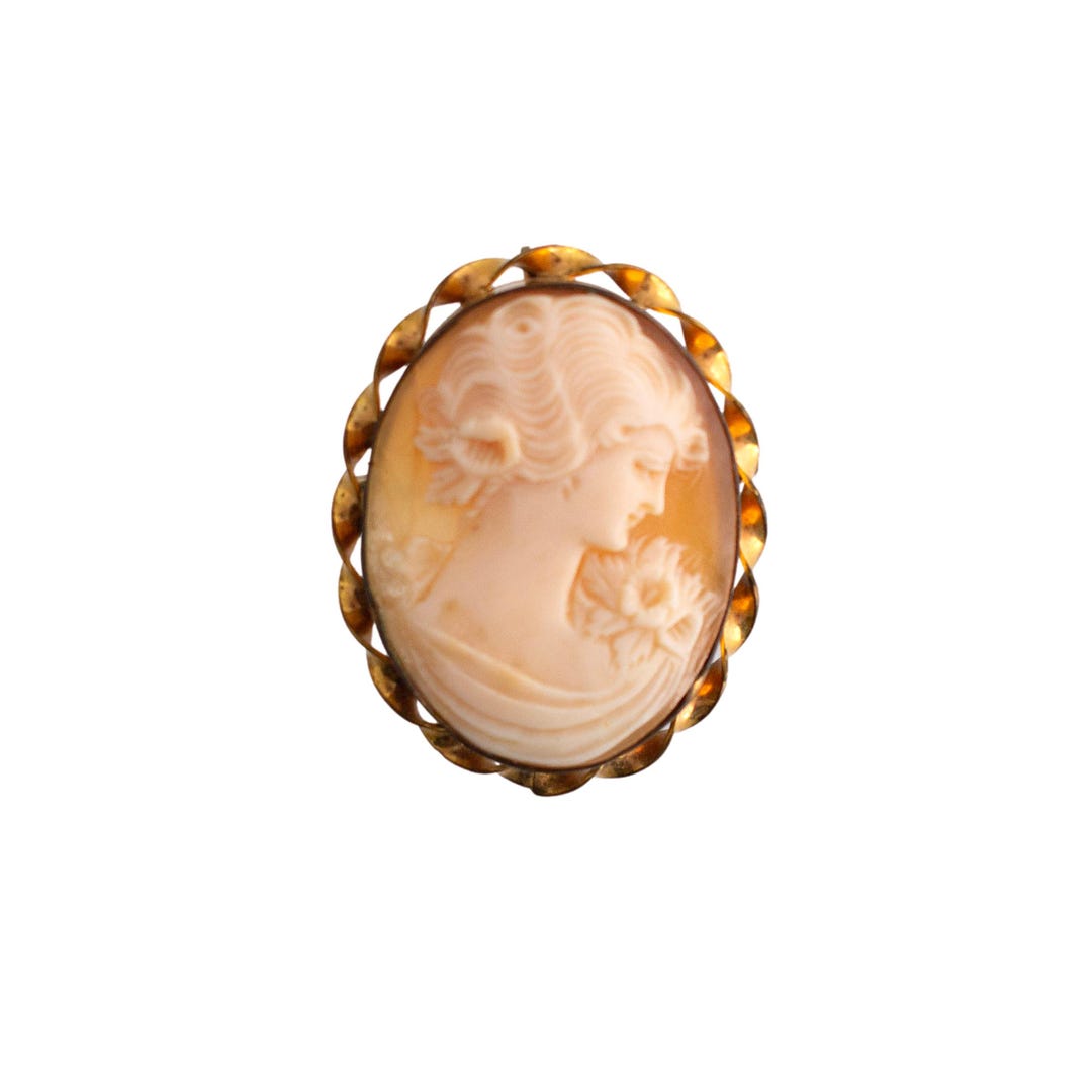 Vintage Shell Cameo Brooch With Floral Lady - Etsy