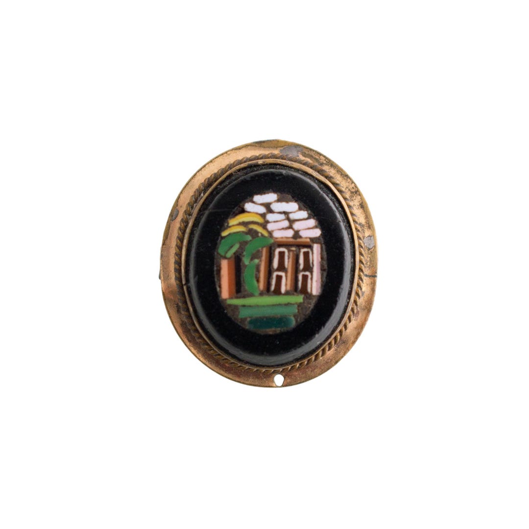 Small Building Micro Mosaic Brooch - Etsy