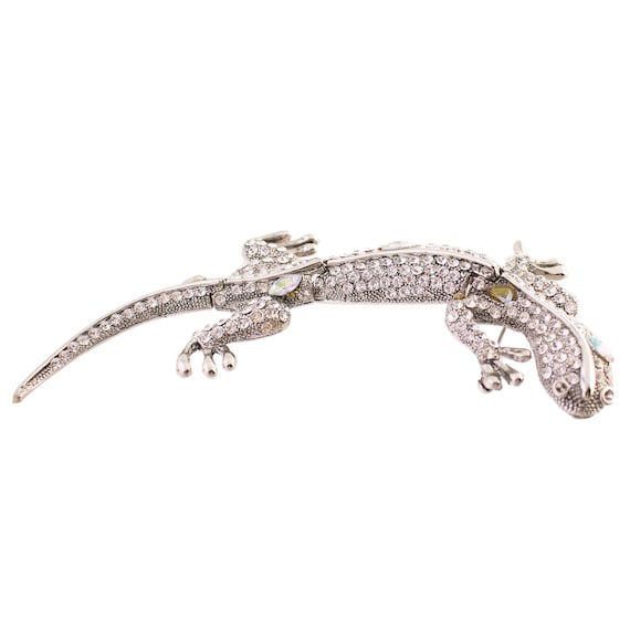 Rhinestone Lizard Jointed Brooch - Gem