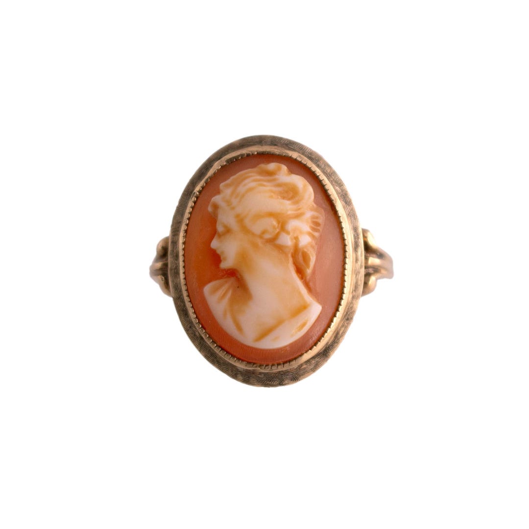 Vintage 10k Gold Shell Cameo Ring - Etsy