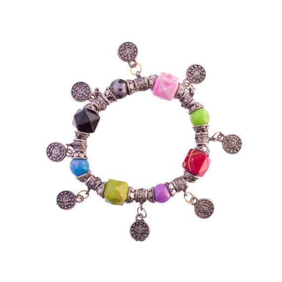 Beaded Stretchy Charm Bracelet Etsy UK