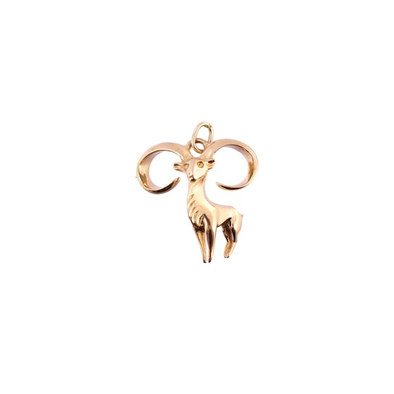 14K Gold Ram Charm - Gem
