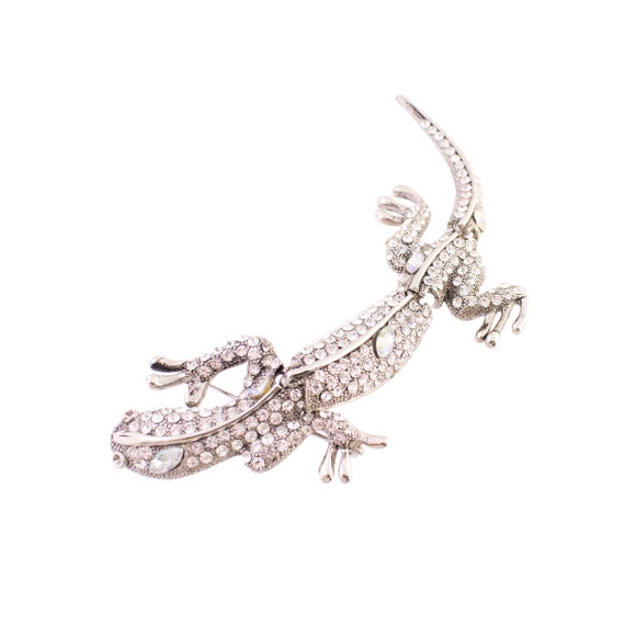 Rhinestone Lizard Jointed Brooch - Gem