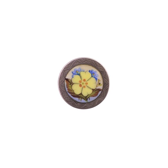 Silver Yellow Flower Brooch - Gem