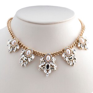 Gold Plated Rhinestone Cluster Drop Necklace - Etsy