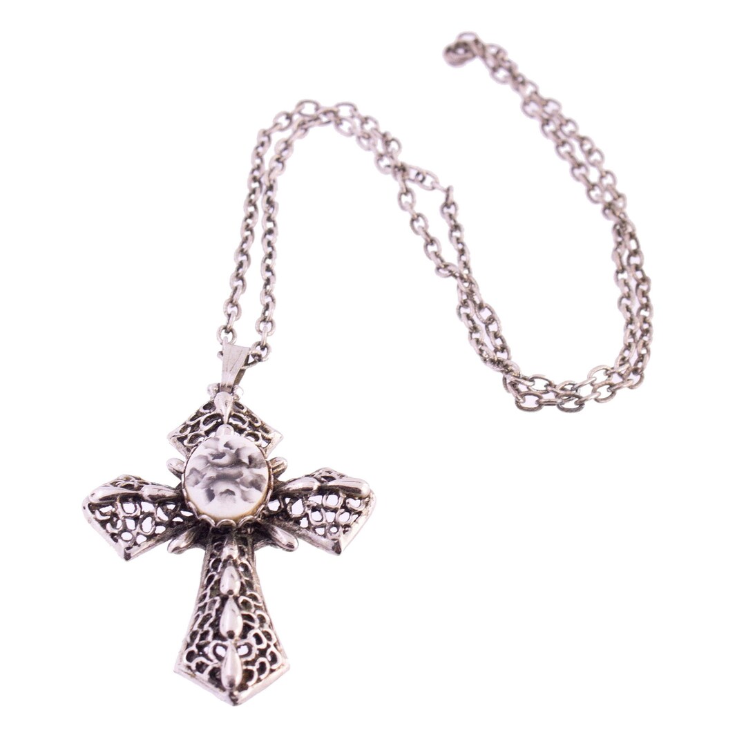 Open Cross Necklace With Flowers - Etsy