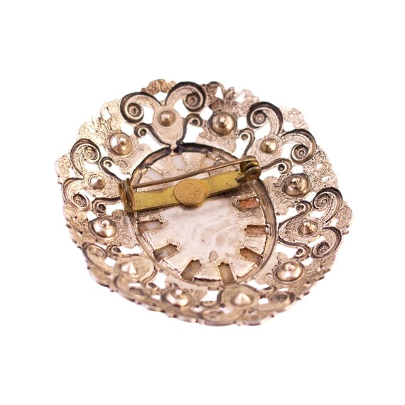 German Porcelain Style Victorian Couple Brooch - Gem