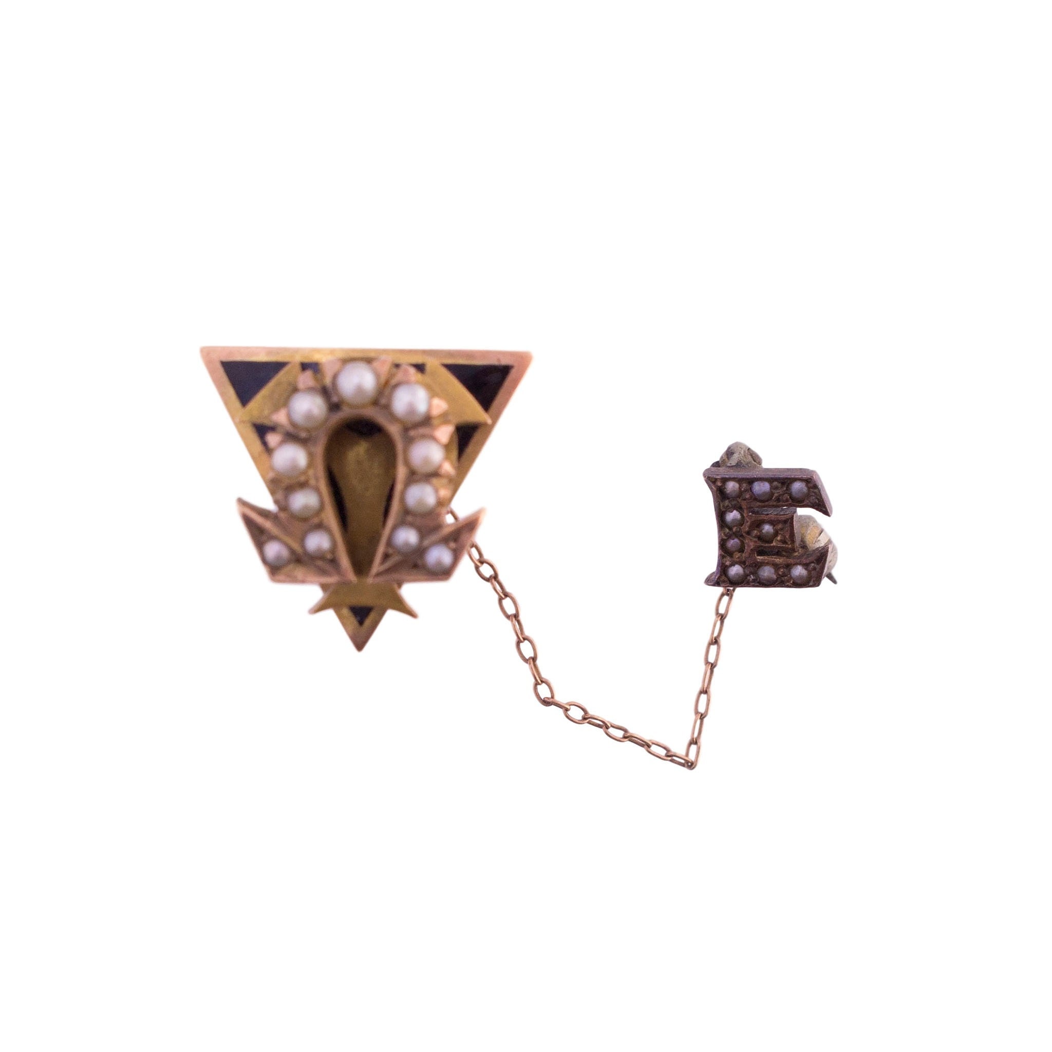 14K Gold Seed Pearl Enamel Fraternity Pin - Etsy