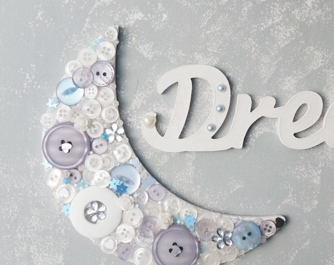 DREAM Moon Nursery Picture, Button Moon, Dream Picture, Nursery Decor ...