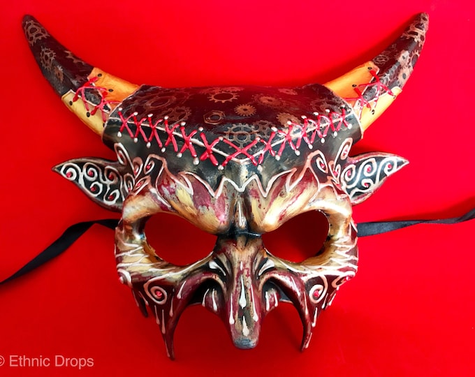 Venetian Mask , Kinky Mask, Handmade Mask, Devil Mask, Pagan Mask, Red ...