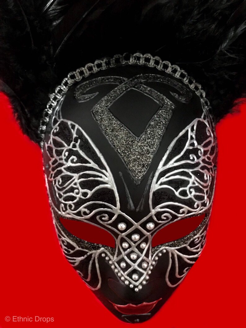 Venetian mask dark angel mask masquerade ball mask black | Etsy