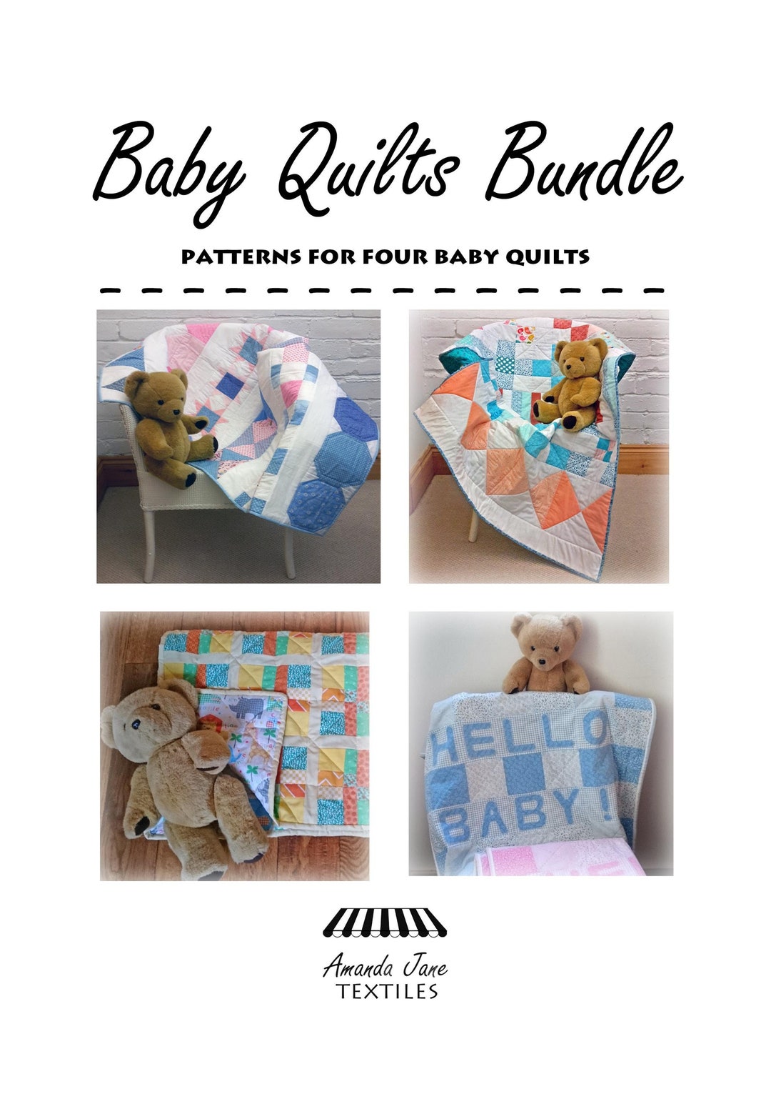 Baby Quilts Bundle 1, Four Patterns for Cot Quilts/playmats (plus Pair ...