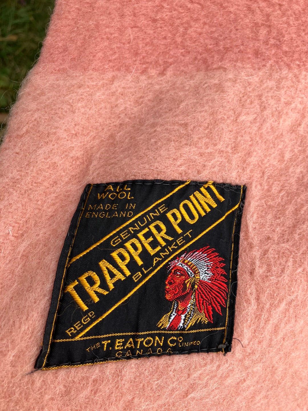 Vintage Eaton’s Trapper Point 4 Point Pink All 100% Wool Blanket 74x88 ...