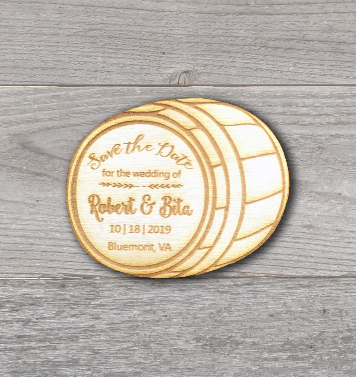 75 Barrel Save the Date Magnets - Engraved in Wood - Etsy