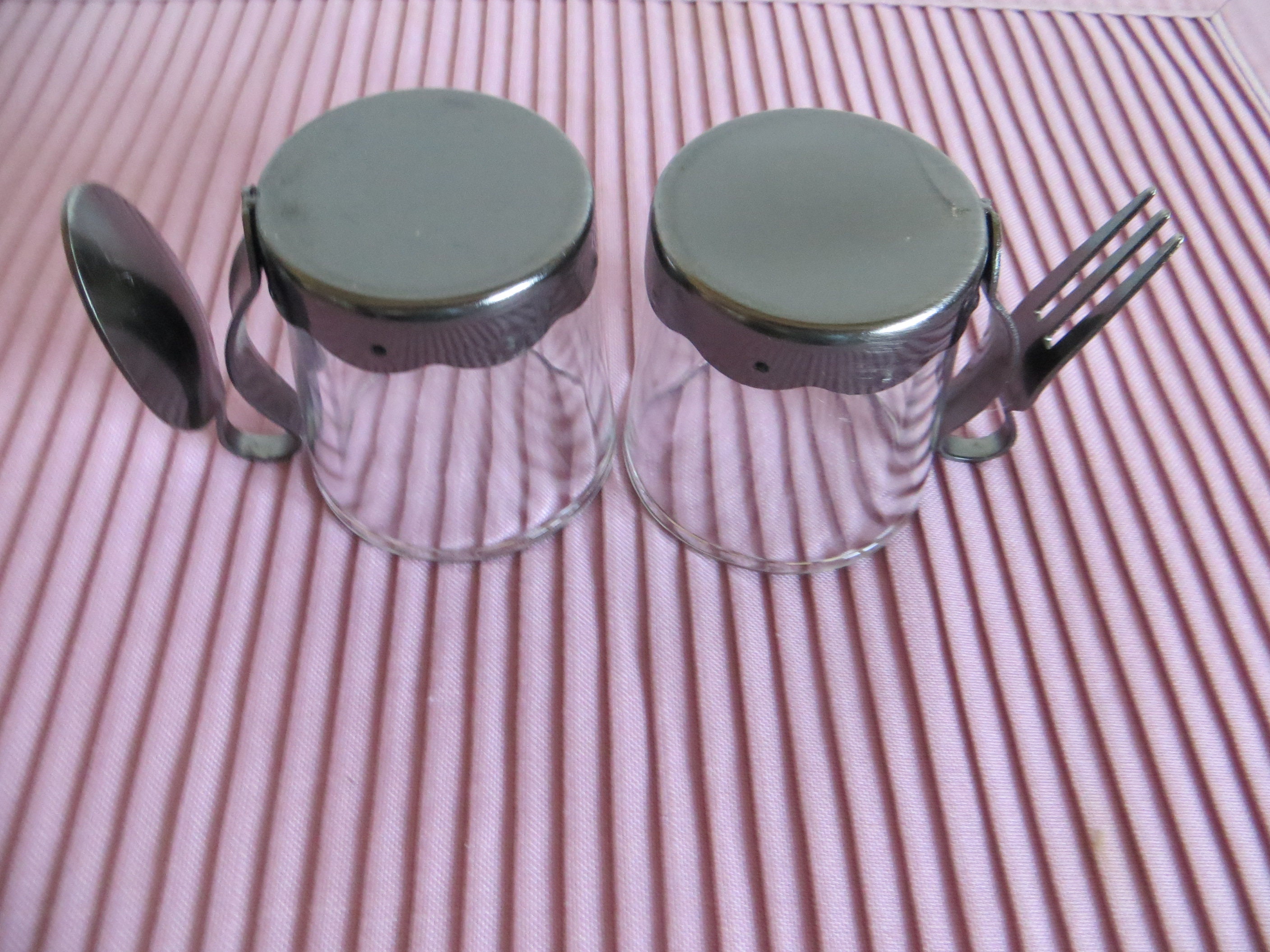 Vintage Two Cups Spoon and Fork Handles Mini Glass Cups - Etsy