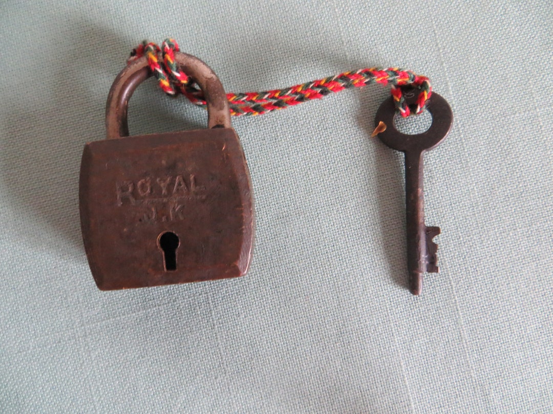 Antique Padlock With Working Skeleton Key Marked Royal J.K. " Not A ...