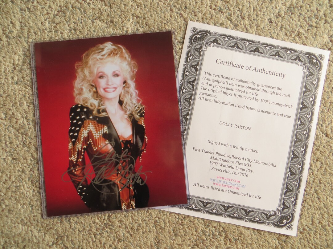 Dolly Parton Color Photograph Signed 8 X10 Certificate of Authenticity ...