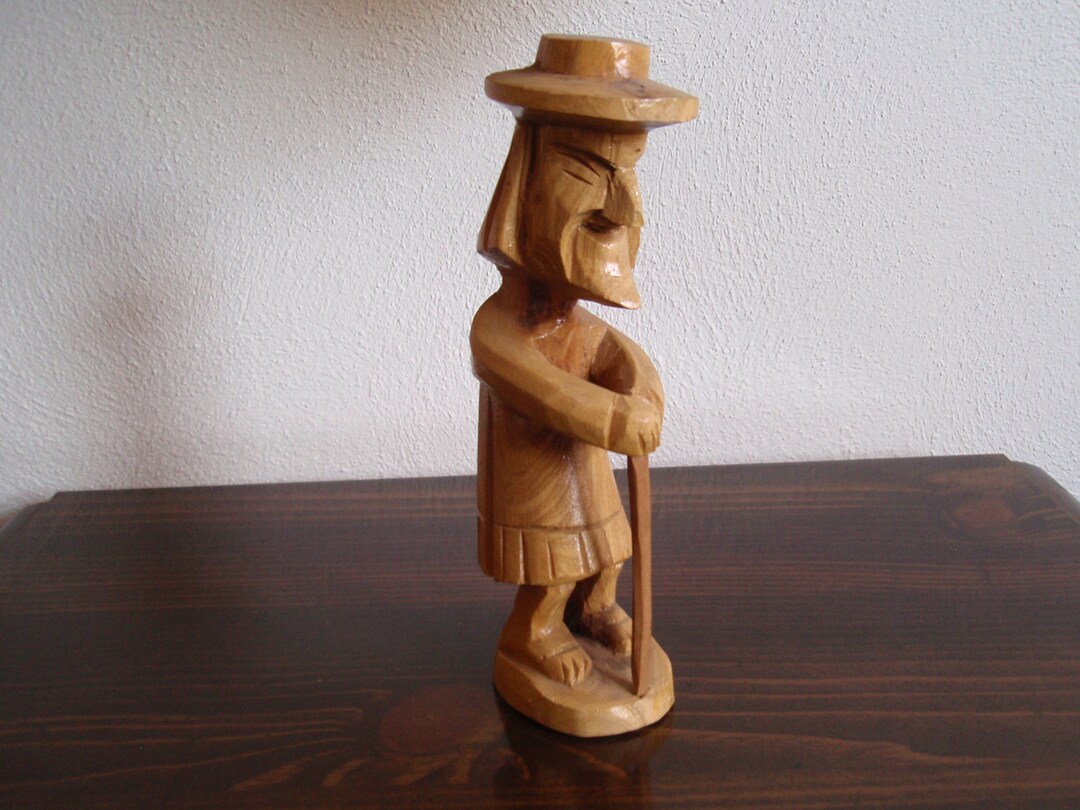 Hand Carved 7 1/4" Tall Wood Old Man Figure Art and Collectibles ...