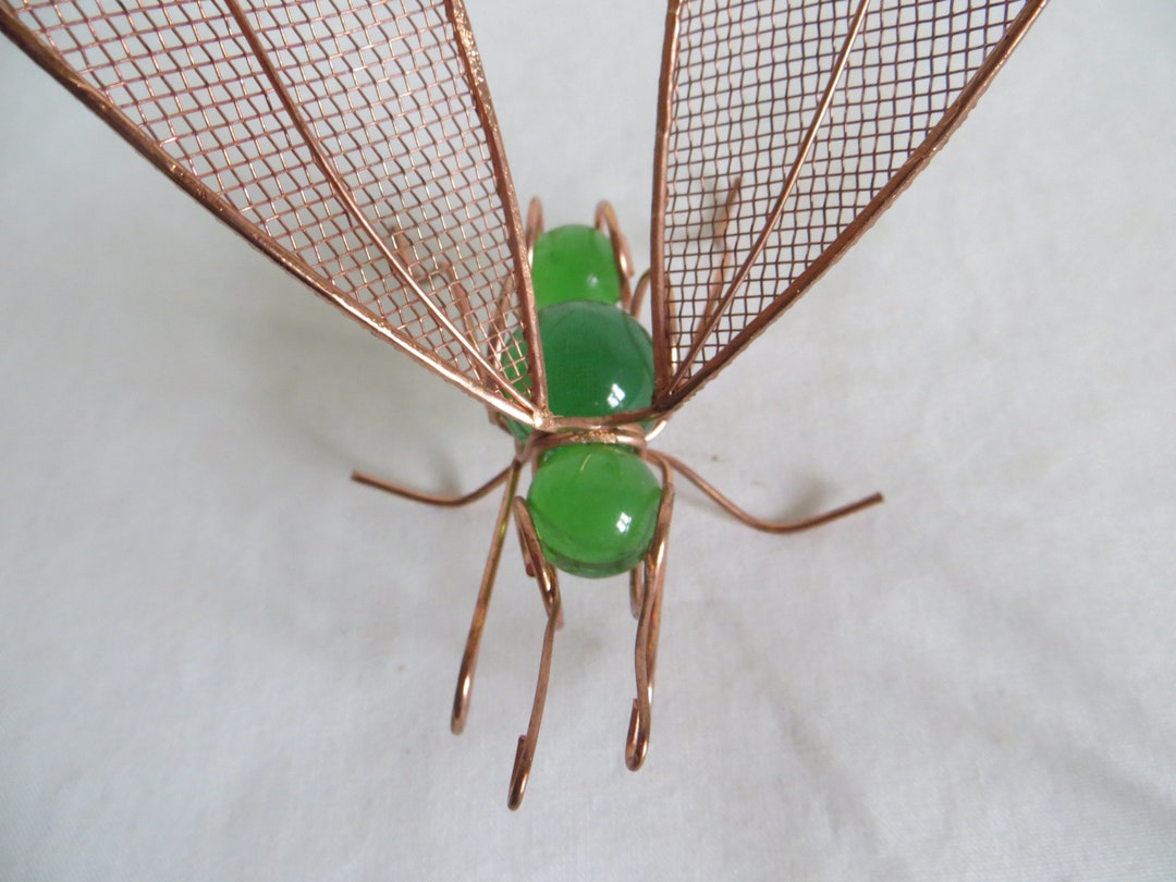 Wire Metal Art Dragon Fly Figure Home Decor Object Metal and Green ...